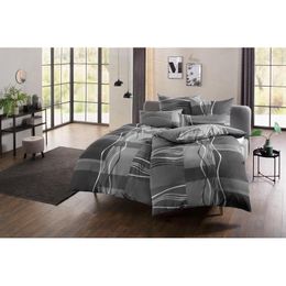 OTTO home Bettw&auml;sche &raquo;Kelian&laquo; 3 in verschiedenen Qualit&auml;ten, gemusterte Bettw&auml;sche grau Polycotton recycelt, Obermaterial: 50% Baumwolle, 50% 
