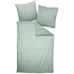 Janine Wendebettw&auml;sche &raquo;modernclassic 39025&laquo; 2 Stk. mit Rei&szlig;verschluss, 100% Baumwolle, mit Karos und Streifen gr&uuml;n Mako-Satin, Obermaterial: 100% Baumwolle 