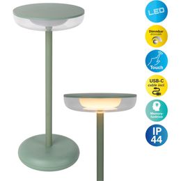 N&auml;ve n&auml;ve LED Tischleuchte &raquo;Pasi&laquo; LED-Modul 1 Stk. Warmwei&szlig; dimmbar per Ber&uuml;hrungssensor, Memoryfunktion, Akku, USB-C-Ladekabel gr&uuml;n 1, &Oslash; 11cm H: 26,4cm, 1