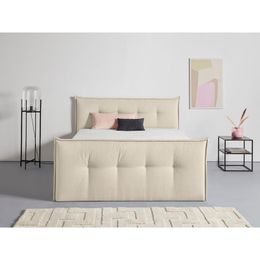 Home Affaire Boxbett &raquo;Kederleicht&laquo; inklusive Fu&szlig;teil, Bettkasten & Topper, in 4 Breiten und 2 H&auml;rtegraden beige Struktur, Liegefl&auml;che B/L: 160cm x 