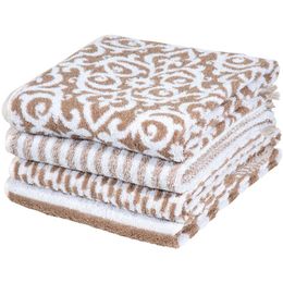 Pad Badetuch &raquo;FAMILY, 70x140 cm&laquo; Made in Europe, verschiedene Muster in einem Set, mit Fransen grau Frottee, Frottee B/L: 70cmx140cm, 4 Stk., Ornament
