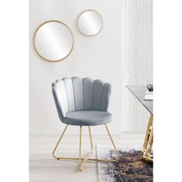 Salesfever Polsterstuhl &raquo;Komfortabler Stuhl im eleganten Design&laquo; (Set) 2 Stk.Muschel-Design grau Metall, Polyester B/H/T: 69,5cm x 85cm x 66cm, 2 Stk.