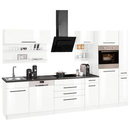 KOCHSTATION K&uuml;chenzeile &raquo;KS-Tulsa&laquo; ohne E-Ger&auml;te, Breite 320 cm, schwarze Metallgriffe, MDF Fronten wei&szlig; B/H/T: 320cm x 60cm