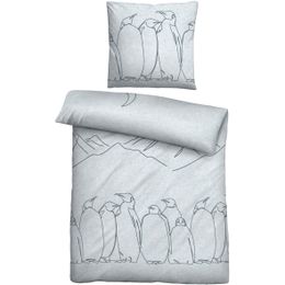 Bettw&auml;sche Biberna, grau, Flanell, Obermaterial: 100% Baumwolle, Bettw&auml;sche, "0840530", kuschelig warm, samtweich, Melange, 100% Baumwolle, made in