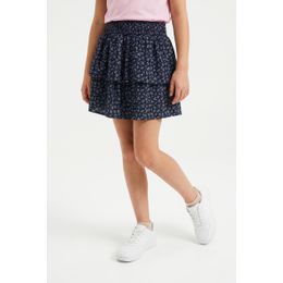 s.Oliver JUNIOR M&auml;dchen Minirock, blau, Gr. 146, bedruckt, gebl&uuml;mt, Web, Obermaterial: 98% Polyester, 2% Elasthan. Futter: 100% Baumwolle, R&ouml;cke, mit