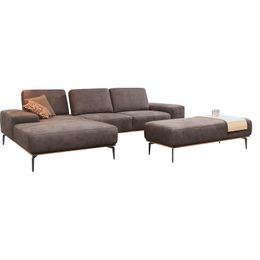 W.Schillig Ecksofa &raquo;run, Designsofa mit tollem Sitzkomfort, bequem, L-Form&laquo; mit Holzsockel, F&uuml;&szlig;e in Schwarz pulverbeschichtet, Breite 319 cm braun 