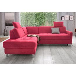 Sit & More sit&more Ecksofa &raquo;Pablo L-Form&laquo; wahlweise mit Schlaffunktion rot Struktur fein (100% Polyester);Struktur (100% Polyester) B/H/T: 233cm x 78cm x 196cm,