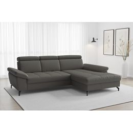 Sit & More Ecksofa SIT & MORE, B:264cm H:84cm T:181cm, grau, Wohnzimmer, Sofas, "Vanity L-Form, B: 264 cm, Leder", Inkl.Sitz-,Kopf-und Armteilverstellung