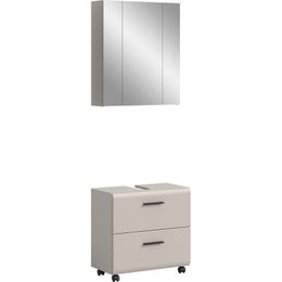 Welltime Badm&ouml;bel-Set &raquo;FLORENZ, 2-tlg. Bad-Kombination, hochwertige MDF-Front&laquo; best. aus: 1 Spiegelschrank, 1 Waschbeckenunterschrank, 3 Stk. tlg. 
