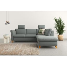 Ecksofa Home Affaire, B:252cm H:86cm T:213cm, grau, 100% Polyester, Wohnzimmer, Sofas, "Trelleborg L-Form", Federkern-Polsterung, wahlweise mit