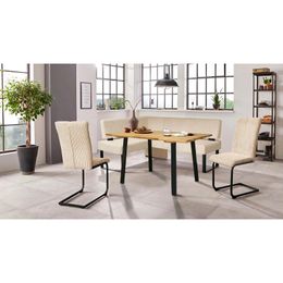 OTTO home Eckbankgruppe &raquo;Oliver&laquo; Set, 4-tlg, 4 Stk. tlg. Eckbank mit Wellenunterfederung im Sitz, Tisch Massiv Eiche wei&szlig; 92% PES, 8% Naylon B/H/T: 