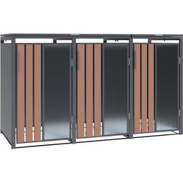 M&uuml;lltonnenbox WESTMANN, B:198cm H:116cm T:80cm, grau, Stahl, Aufbewahrungsboxen, "Status 3", BxTxH: 198x80x116 cm, f&uuml;r 3x240 L M&uuml;lltonnen
