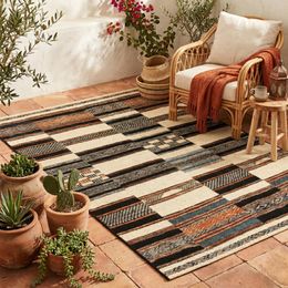 Teppich Gino Falcone, B:80cm H:5mm L:165cm, beige, Kunstfaser, Wohnzimmer, Teppiche, "Outdoor-Africa 41", Flachgewebe, In- und Outdoor geeignet,