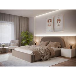 FORTE Polsterbett &raquo;AURA erh&auml;ltlich in den Breiten 140cm, 160cm & 180cm, inkl. Bettkasten&laquo; abgerundetes Kopfteil beige Der Bezugsstoff Vibe ist ein 