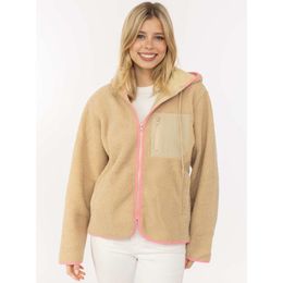 Zwillingsherz Damen Fleecejacke &raquo;"Classic"&laquo; mit Kapuze kuschelig weich, mit Taschen, Kapuze, Kontrastdetails M