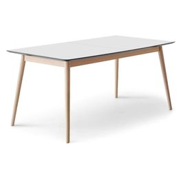 Esstisch &raquo;Meza Designtisch mit Auszugsfunktion und 2 Einlegeplatten&laquo; abgerundete Tischplatte MDF, Massivholzgestell, in zwei Breiten wei&szlig; Tischplatte: