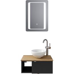 Badm&ouml;bel-Set &raquo;Serie 6915&laquo; 4 Stk. tlg. schwarz B/H/T: 61cmcm x 200cmcm x 35cmcm, T&uuml;ranschlag: rechts/Armaturbohrung: rechts