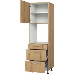 KOCHSTATION Backofenumbauschrank &raquo;KS-Trea SB2AS-195-3&laquo; mit zwei T&uuml;ren und zwei Einlegeb&ouml;den, H&ouml;he 195 cm braun eiche astig, B/H/T: 60cm x 195cm x 56cm