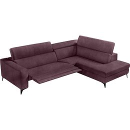 Egoitaliano Ecksofa &raquo;Edith, Designsofa mit hohem Sitzkomfort, Breite 269cm, L-Form&laquo; inkl. elektrischer Relaxfunktion und manuell verstellbaren Kopfteilen lila B/H