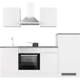 Flex-Well K&uuml;chenzeile &raquo;Lucca&laquo; wahlw. mit E-Ger&auml;ten, Breite 220 cm, viele Farbvarianten erh&auml;ltlich wei&szlig; B/H/T: 220cm x 200cm x 60cm,mit E-Ger&auml;ten