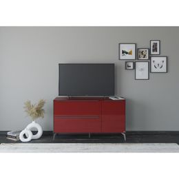 set one by Musterring Lowboard &raquo;Reno&laquo; 1 Stk. tlg. Mit Winkelfu&szlig; in diversen Farben, 78 cm H&ouml;he & Farbauswahl rot Glas, Holzwerkstoff B/H/T: 137cm x 