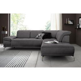OTTO home Ecksofa &raquo;Caluna&laquo; Inkl.Sitztiefenverstellung, wahlweise mit Kopf- und Armteilverstellung grau Luxus-Microfaser Vintageoptik (100% Polyester);