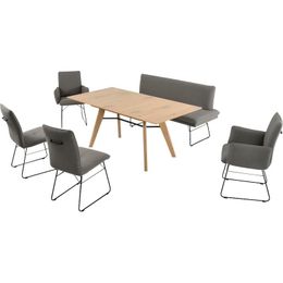 K+w Komfort & Wohnen K+W Komfort & Wohnen Essgruppe &raquo;Giacomo IV&laquo; 6 Stk. tlg. Polsterbank in 2 Gr&ouml;&szlig;en, 2 Kufenst&uuml;hle, 2 Armlehnenst&uuml;hle und 1 Tisch braun Flachgewebe Q2 