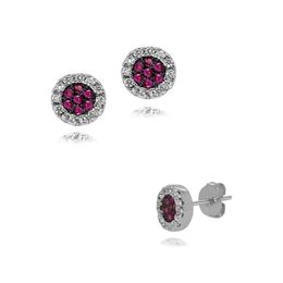 Firetti Damen Paar Ohrstecker &raquo;Schmuck Geschenk Silber 925 Ohrschmuck Glitzer&laquo; Made in Germany - mit Zirkonia (synth.) rot 6,5mm, Silber 925 (