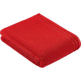 Vossen Badetuch &raquo;Calypso Feeling&laquo; mit schmaler Bord&uuml;re aus 100% Baumwolle, Vegan, einfarbig rot Walkfrottee, Obermaterial: 100% Baumwolle B/L: 67cmx140cm, 1 