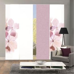 Home Wohnideen Schiebegardine &raquo;BONITA 4er SET&laquo; Paneelwagen 4 Stk. tlg. Schiebevorhang Digidruck 4er Set BONITA rosa Polyester 245cm, Paneelwagen, 60cm
