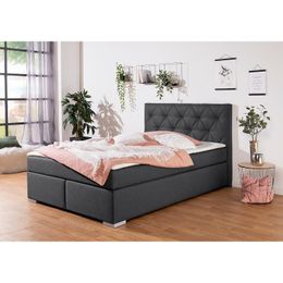 Home Affaire Boxbett &raquo;Tynan&laquo; wahlweise mit Bettkasten, in H2, H3 & H4 erh&auml;ltilich grau Struktur Ohne Bettkasten, Liegefl&auml;che B/L: 140cm x 200cm, H2 + 