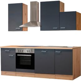 Flex-Well K&uuml;chenzeile &raquo;Morena&laquo; wahlweise mit E-Ger&auml;ten, Gesamtbreite 220 cm grau B/H/T: 220cm x 234cm x 60cm, ohne E-Ger&auml;te