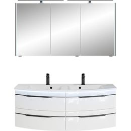 Badm&ouml;bel-Set &raquo;Badezimmer-Set 133,2 cm breit, inkl. T&uuml;rd&auml;mpfer, 3 T&uuml;ren, 4 Schubladen&laquo; Set, 2 Stk. tlg. wei&szlig; Holzwerkstoff B/H/T: 133,2cmcm x 200cmcm x