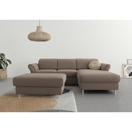 Sit & More sit&more Ecksofa &raquo;Apulia L-Form&laquo; wahlweise Schlaffunktion, Bettkasten und Kopf- und Armteilverstellung grau Webstoff (100% Polyester);Struktur weich (