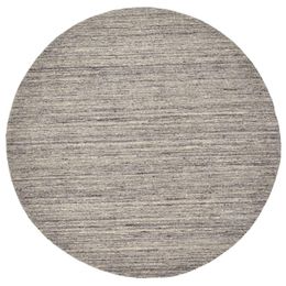 Theko Wollteppich &raquo;Pure UNI&laquo; rund 14 mm H&ouml;he Handwebteppich, meliert, reine Wolle, handgewebt grau Schurwolle &Oslash; 190cm 1 Stk., 14mm, &Oslash; 190cm
