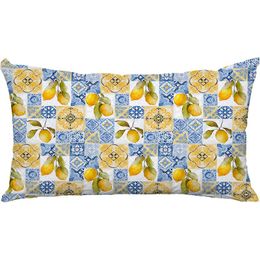 queence Dekokissen &raquo;Zitronen Kacheln&laquo; Premium Outdoor Kissenbezug; Format: 60x40 cm bunt Polyester B/L: 60cm x 40cm, 1 Stk.