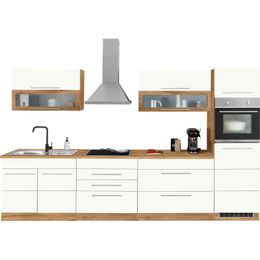 KOCHSTATION K&uuml;chenzeile &raquo;KS-Wien&laquo; Breite 340 cm, wahlweise mit E-Ger&auml;ten und Induktion wei&szlig; B/H/T: 340cm x 60cm, ohne E-Ger&auml;te