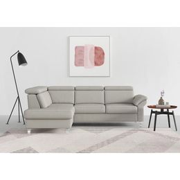 Sit & More sit&more Ecksofa &raquo;Arngast L-Form&laquo; inklusive Kopfteilverstellung und Federkern grau B/H/T: 245cm x 84cm x 194cm, NaturLEDER , Ottomane links, ohne 