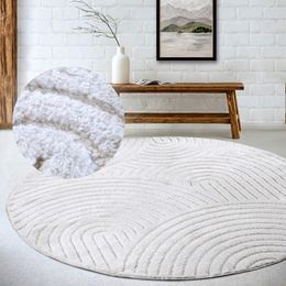 ELLE DECORATION Designteppich &raquo;Cosy Panglao, auch als Rundteppich erh&auml;ltlich&laquo; rund 14 mm H&ouml;he uni Kurzflor, Hoch Tief Struktur, modern, Skandi, Boho, 