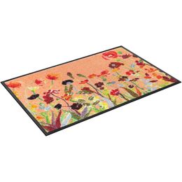 wash+dry by Kleen-Tex Fu&szlig;matte &raquo;Wildflowers&laquo; rechteckig 7 mm H&ouml;he Schmutzfangmatte, Motiv Blumen, rutschhemmend, waschbar bunt Polyamid B : 40cm 1 Stk