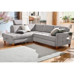 Home Affaire Ecksofa &raquo;Earl L-Form&laquo; wahlweise auch mit Schlaffunktion oder Schlaffunktion mit Bettkasten grau Luxus-Microfaser in Lederoptik (100% 
