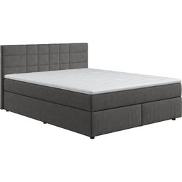 COTTA Boxbett &raquo;Nala&laquo; wahlweise mit Matratze und Topper erh&auml;ltlich grau 100% Polyester Struktur soft 7-Zonen-Tonnentaschen-Federkern-Partnermatratze, 