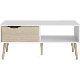 Home Affaire Couchtisch &raquo;Oslo, Beistelltisch, Sofatisch, Coffeetable, Wohnzimmertisch&laquo; mit 2 Ebenen, 1 Schublade, 1 offenes Fach, Breite 99 cm wei&szlig; B/