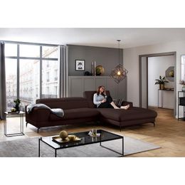 W.Schillig Ecksofa &raquo;piedroo, Designsofa mit tollem Sitzkomfort, L-Form&laquo; Kopfteilverstellung, wahlweise mit Sitztiefenverstellung, Breite 303cm braun 