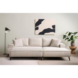 OTTO home Wohnlandschaft &raquo;TVINNU Cord, L-Form, 275 cm, mit Hocker&laquo; stellbar zum Schlafsofa (Krokodilverbinder) beige B/H/T: 275cm x 83cm x 173cm, Cord