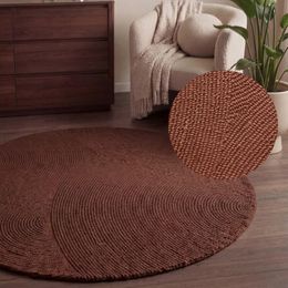 Hanse Home Wollteppich &raquo;Calmio, auch als L&auml;ufer und in rund&laquo; rund 18 mm H&ouml;he Handgetuftet, Wolle, Natur, Wohnzimmer, Schlafzimmer, Skandi, Hygge Wolle