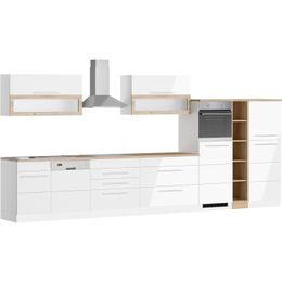 K&uuml;chenzeile KOCHSTATION, B:440cm H:200cm T:60cm, wei&szlig;, Komplettk&uuml;chen-Sets, "KS-Wien", Breite 440 cm, wahlweise mit E-Ger&auml;ten