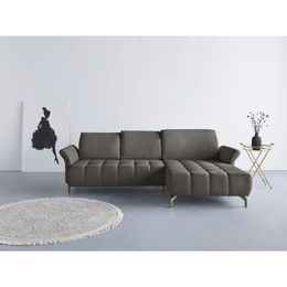 OTTO home Ecksofa &raquo;Fresh L-Form&laquo; Federkern, wahlweise Kopfteilverstellung und motorischer Vorziehsitz grau 98% Polyester 2% Polyamid B/H/T: 281cm x 