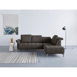 OTTO home Ecksofa &raquo;Fresh L-Form&laquo; Federkern, wahlweise Kopfteilverstellung und motorischer Vorziehsitz grau 98% Polyester 2% Polyamid B/H/T: 260cm x 