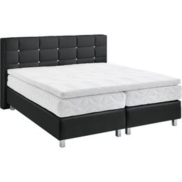 Westfalia Schlafkomfort Boxspringbett mit Kn&ouml;pfen in Kristalloptik, wahlweise mit Topper schwarz Bezug: Kunstleder, Polyurethan;Polsterung: 100% Polyester Kunstleder Mit 